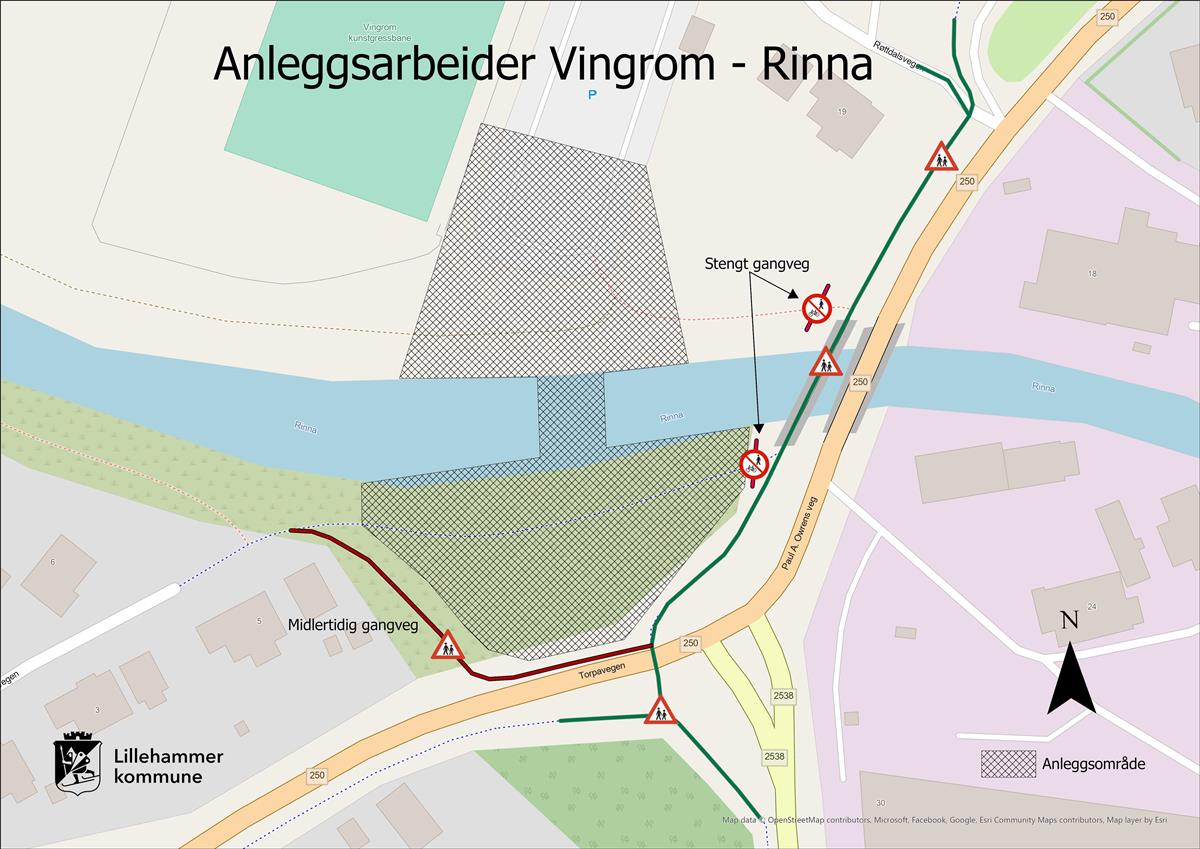 Nye vann- og avløpsledninger i kryssingen av Rinna i Vingrom ...